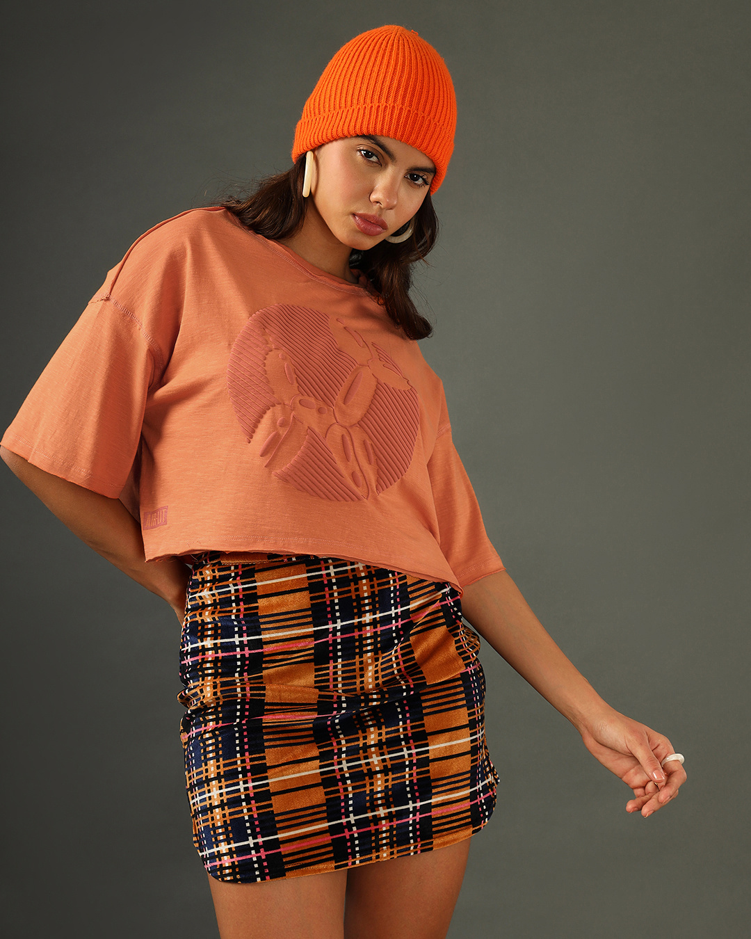 Buy Womens Orange Air Ballon Graphic Printed Oversized Short Top