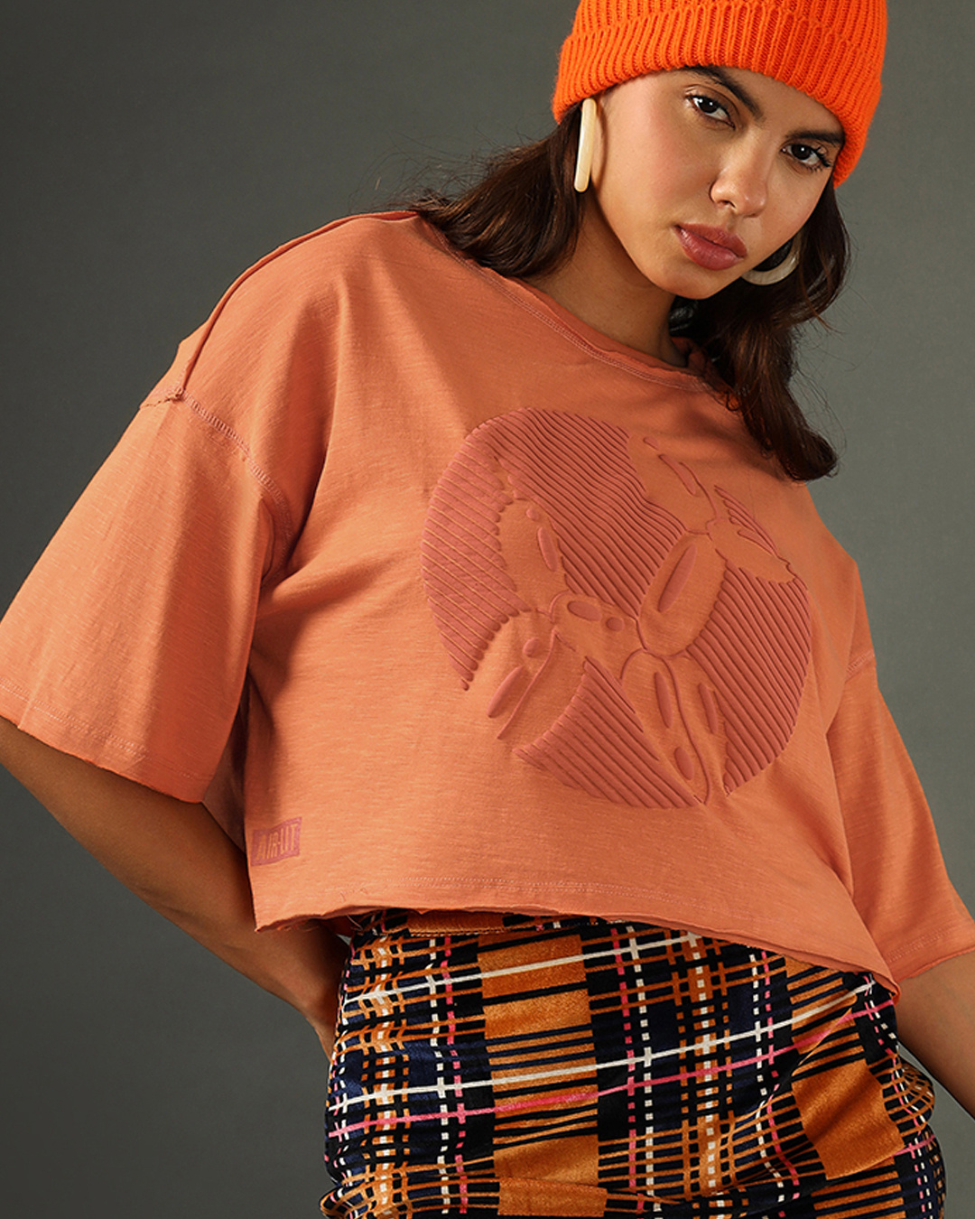 Buy Womens Orange Air Ballon Graphic Printed Oversized Short Top