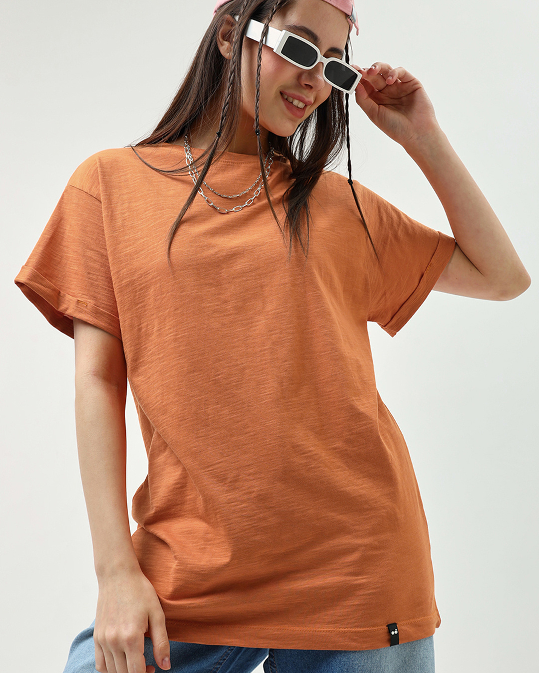 Buy Women's Orange Boyfriend T-shirt Online at Bewakoof
