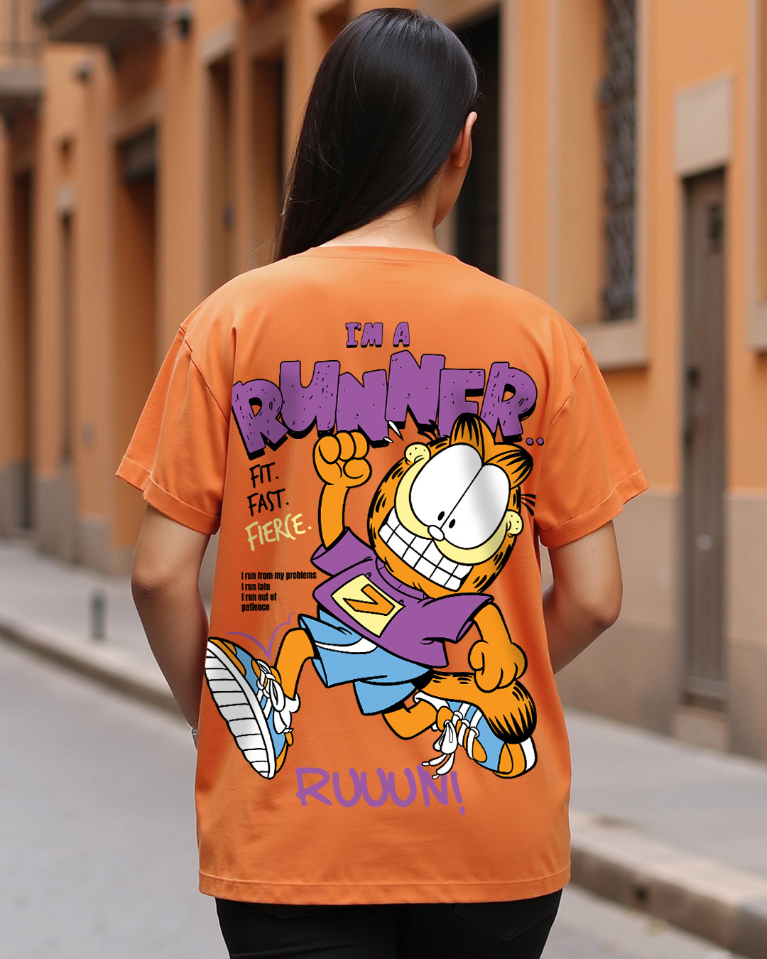 Buy Women's Orange Da Runner Graphic Printed Boyfriend T-shirt Online ...