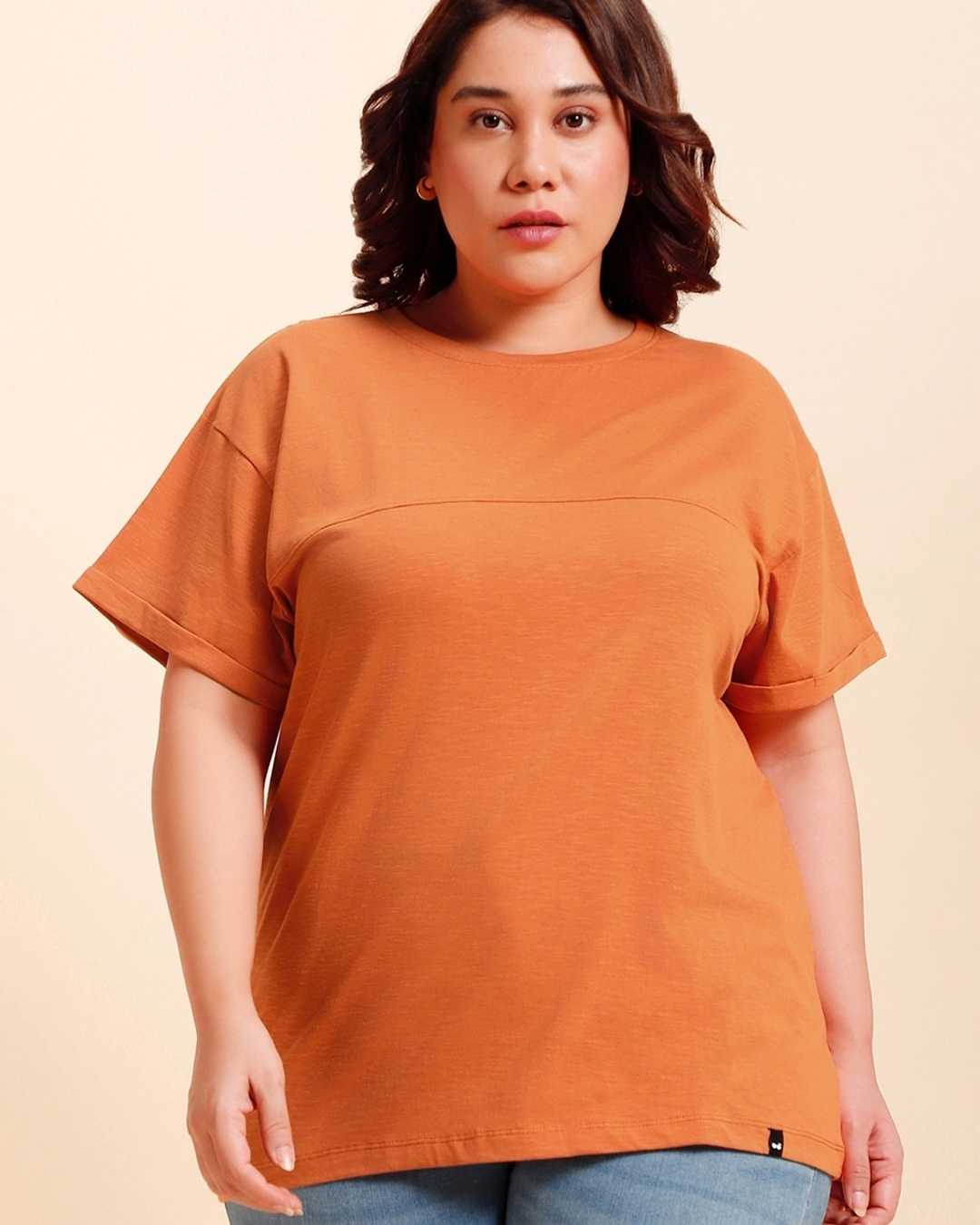 Buy Women's Orange Plus Size Boyfriend T-shirt Online at Bewakoof