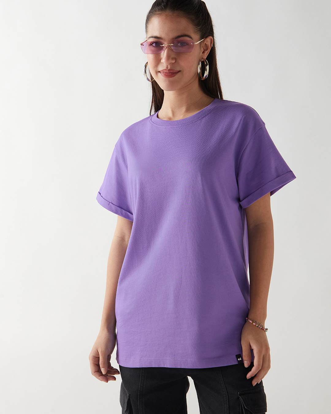 Buy Women's Paisley Purple Boyfriend T-shirt Online at Bewakoof