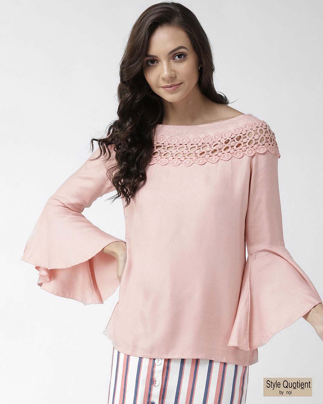 Buy Women's Peach Coloured Solid Top Online at Bewakoof