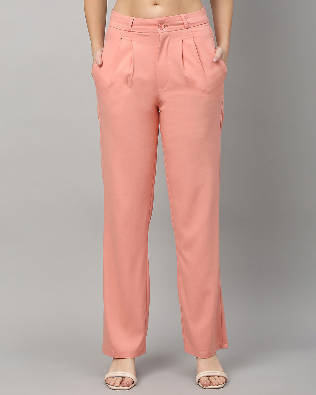 Buy Women's Peach Straight Fit Pants Online at Bewakoof