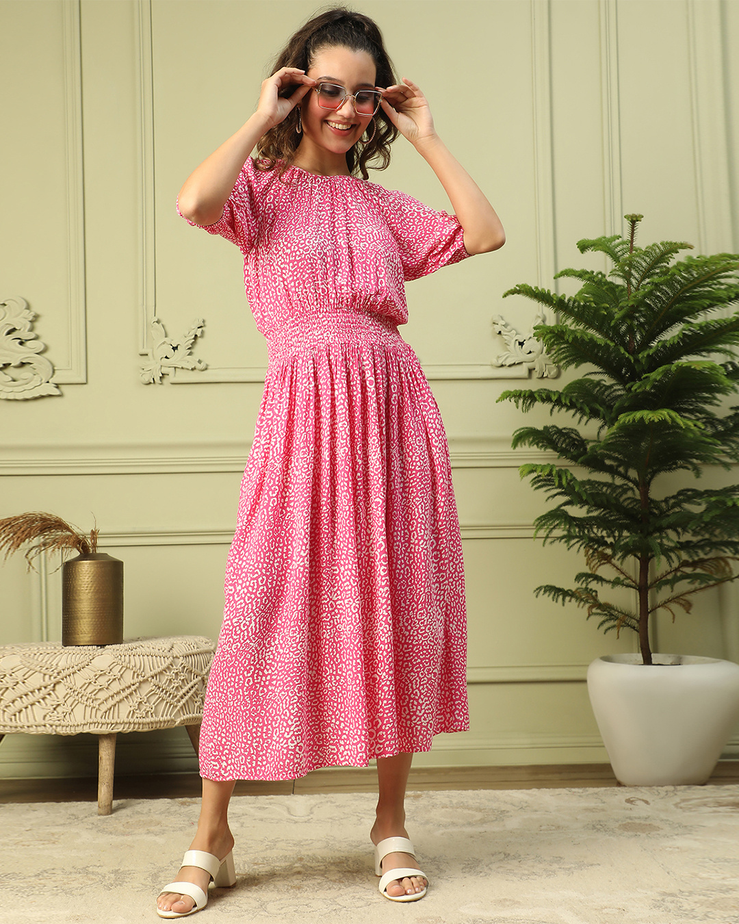Buy Women's Pink All Over Printed Maxi Dress Online at Bewakoof