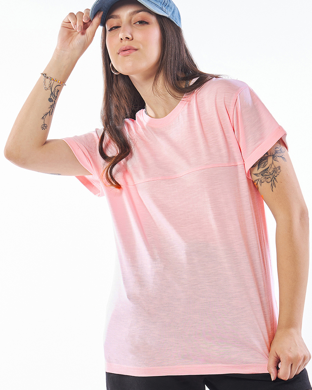 Buy Women's Pink Boyfriend T-shirt Online at Bewakoof