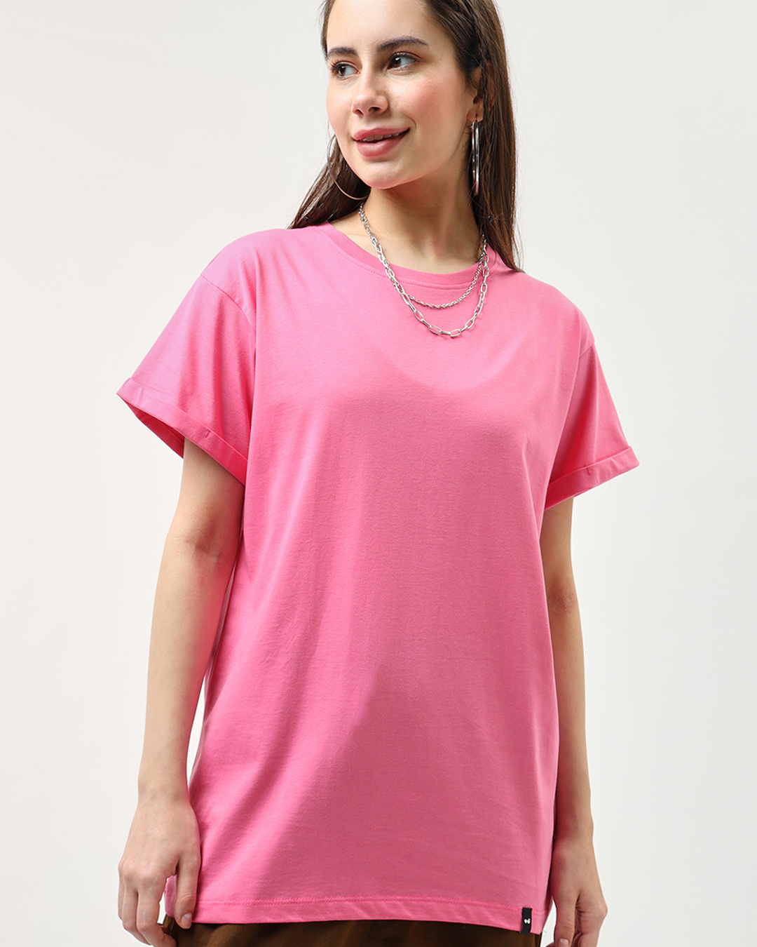 Buy Women's Pink Boyfriend T-shirt Online at Bewakoof