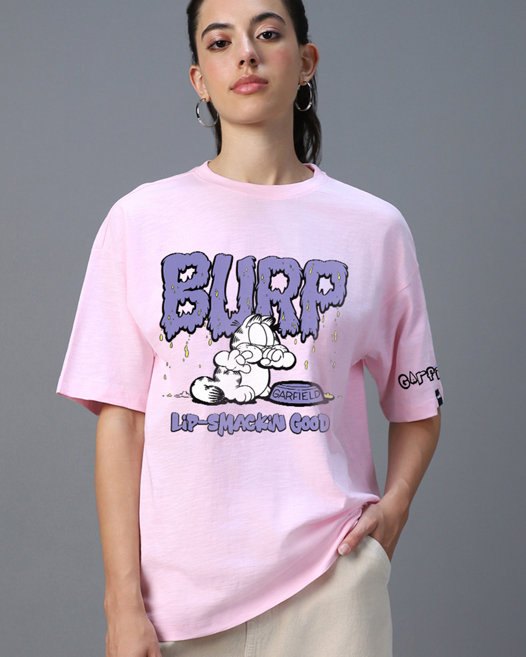 Buy Women's Pink Burp Graphic Printed Oversized T-shirt Online at Bewakoof