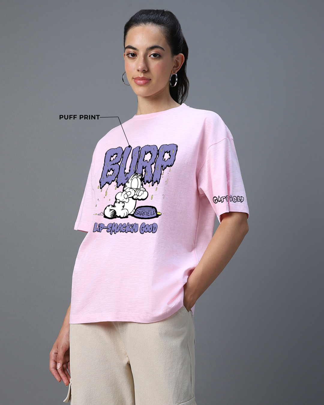 Buy Women's Pink Burp Graphic Printed Oversized T-shirt Online at Bewakoof