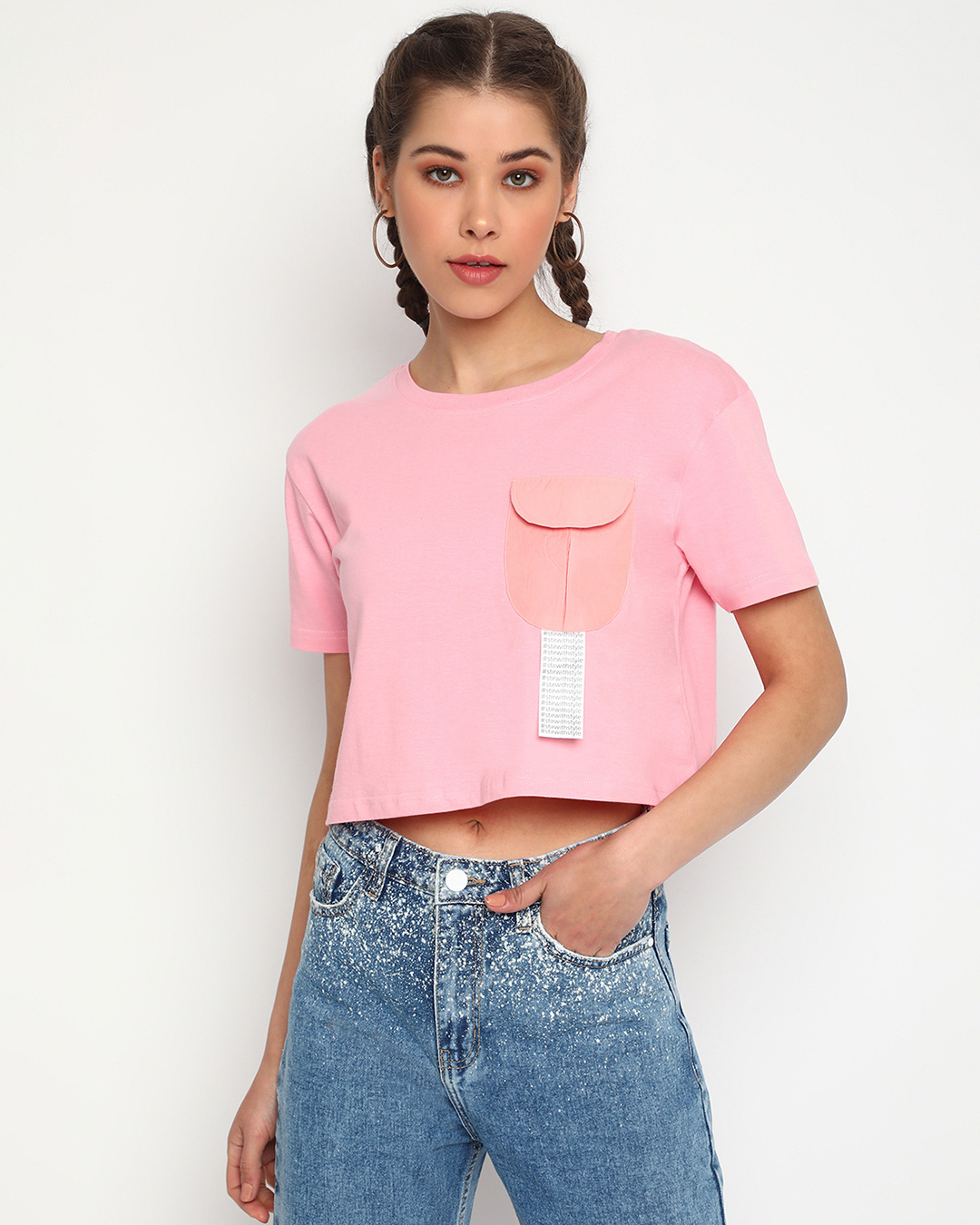 Buy Women's Pink Crop T-shirt Online at Bewakoof