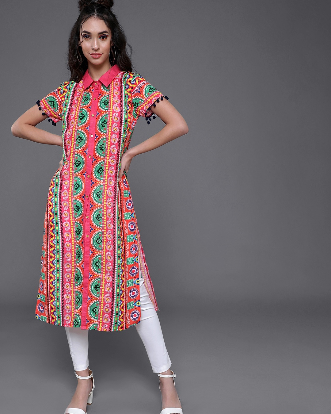 Buy Womens Pink Ethnic Motif Printed Kurta Online At Bewakoof