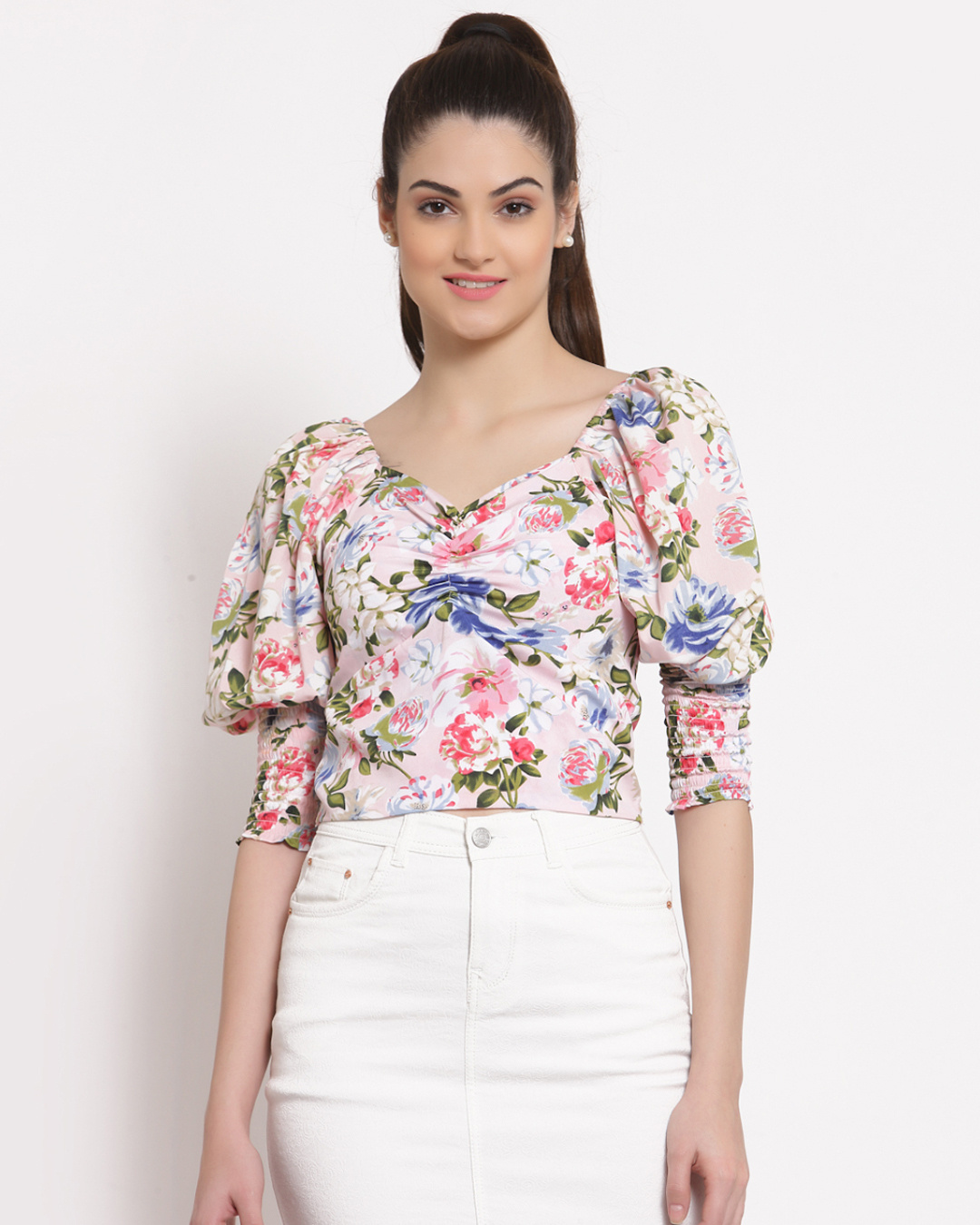 Buy Women's Pink Floral Print Top Online at Bewakoof