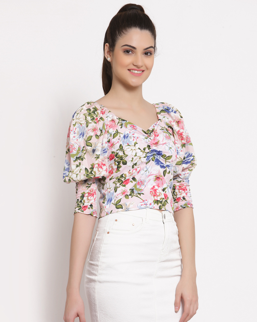 Buy Women's Pink Floral Print Top Online at Bewakoof