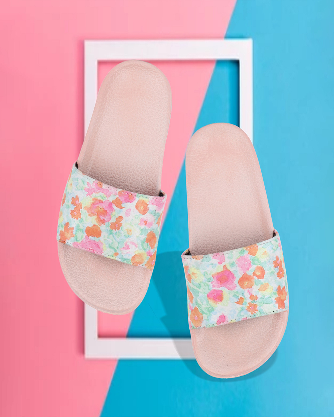 Buy Women's Pink Floral Printed Sliders Online in India at Bewakoof