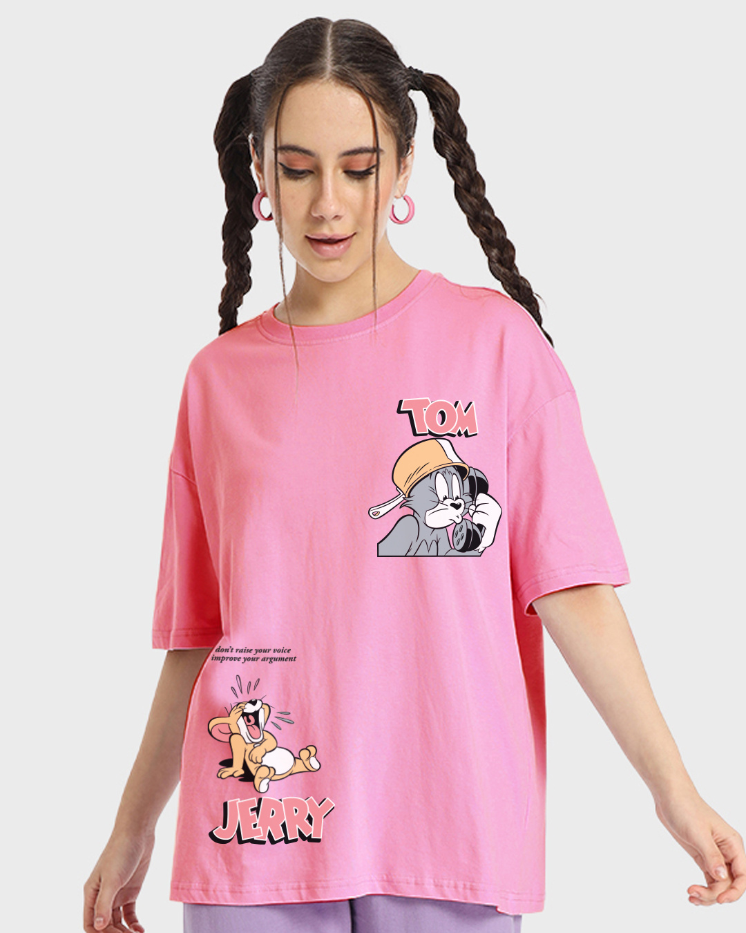 Buy Women's Pink Frenemies T&J Graphic Printed Oversized T-shirt Online ...