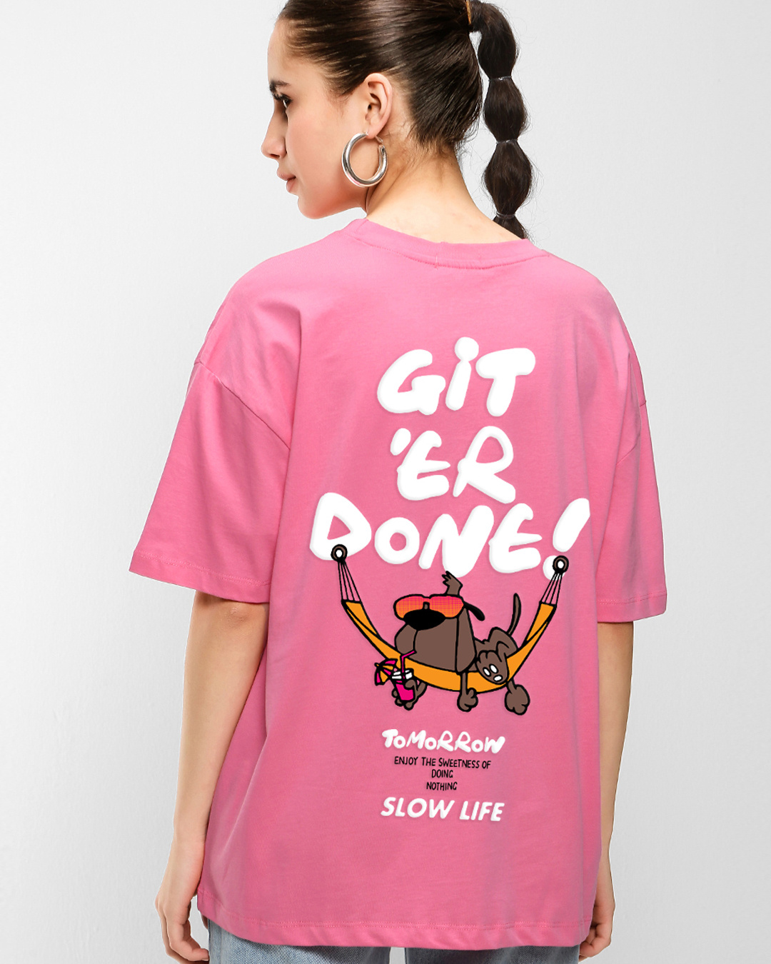 Buy Women's Pink Get it Done Graphic Printed Oversized T-shirt Online ...