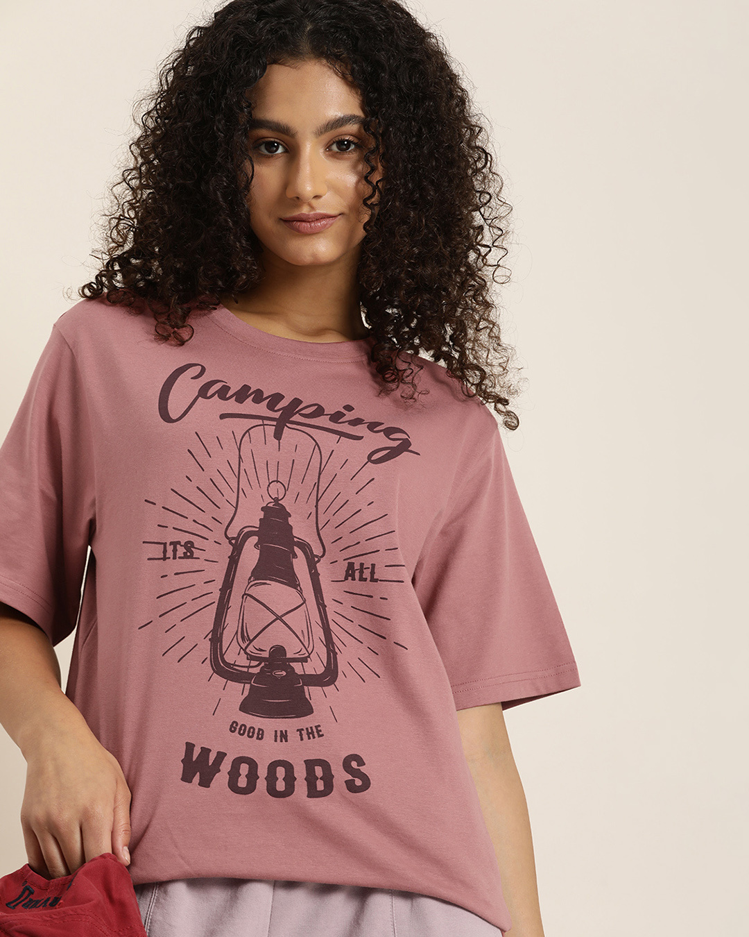 Buy Women's Pink Graphic Printed Oversized T-shirt Online at Bewakoof