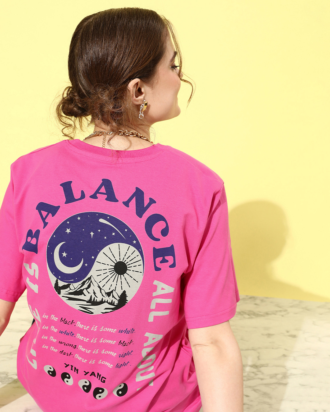 Buy Women's Pink Graphic Printed Oversized T-shirt Online at Bewakoof