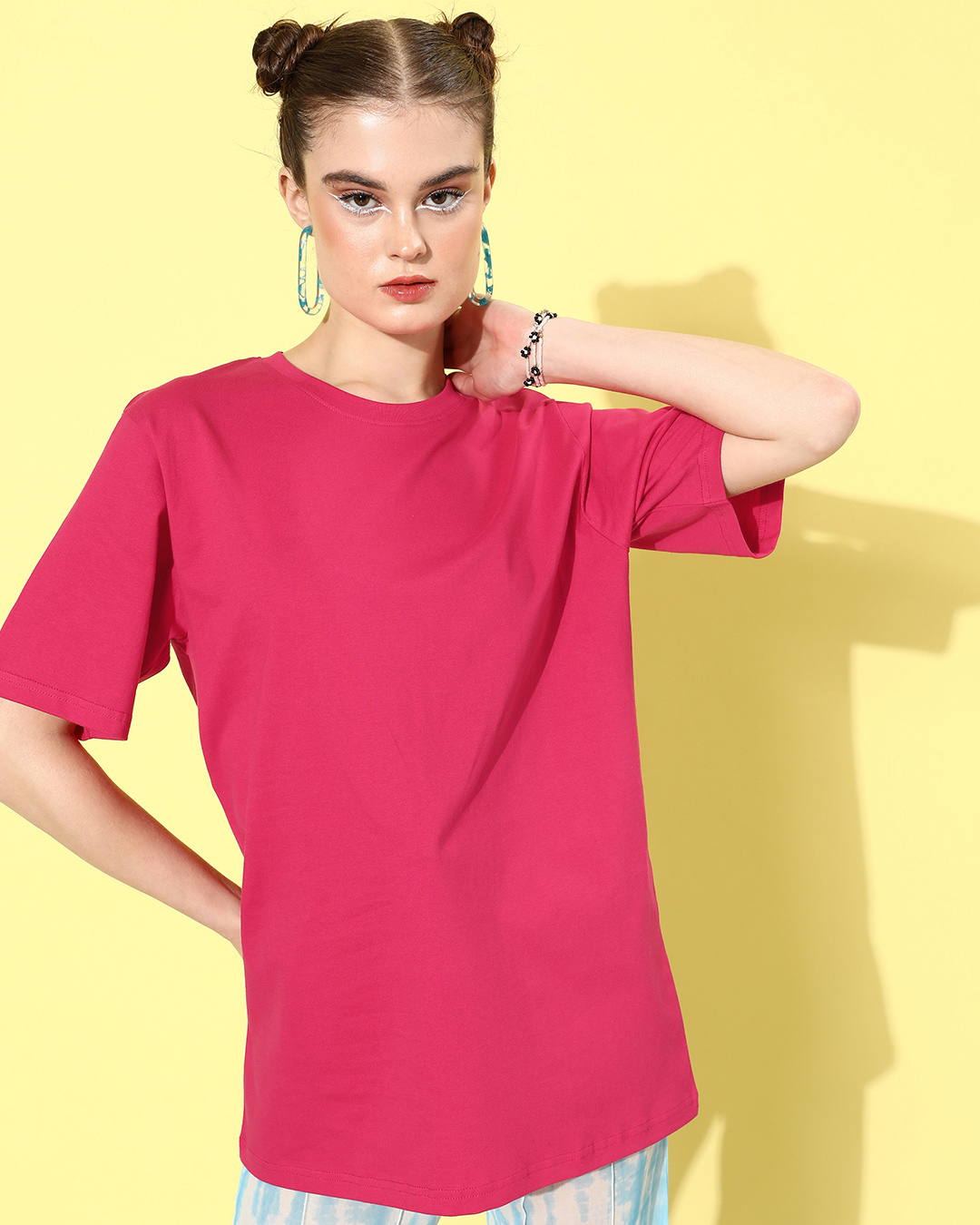 Buy Women's Pink Graphic Printed Oversized T-shirt Online at Bewakoof