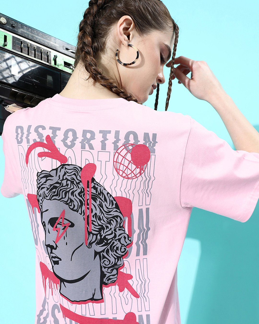 Buy Women's Pink Graphic Printed Oversized T-shirt Online at Bewakoof