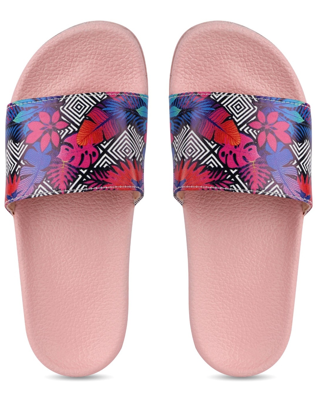 Buy Women's Pink Printed Sliders Online in India at Bewakoof