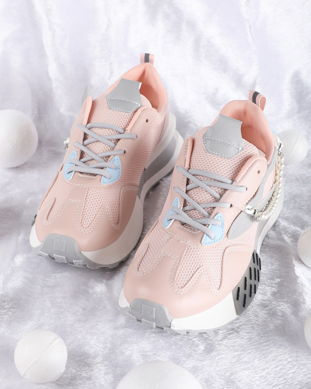 Buy Women's Pink & Grey Color Block Sneakers Online in India at Bewakoof