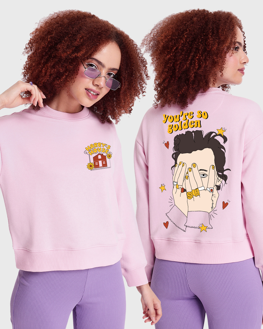 Buy Women's Pink Harry's House Graphic Printed Oversized Sweatshirt ...