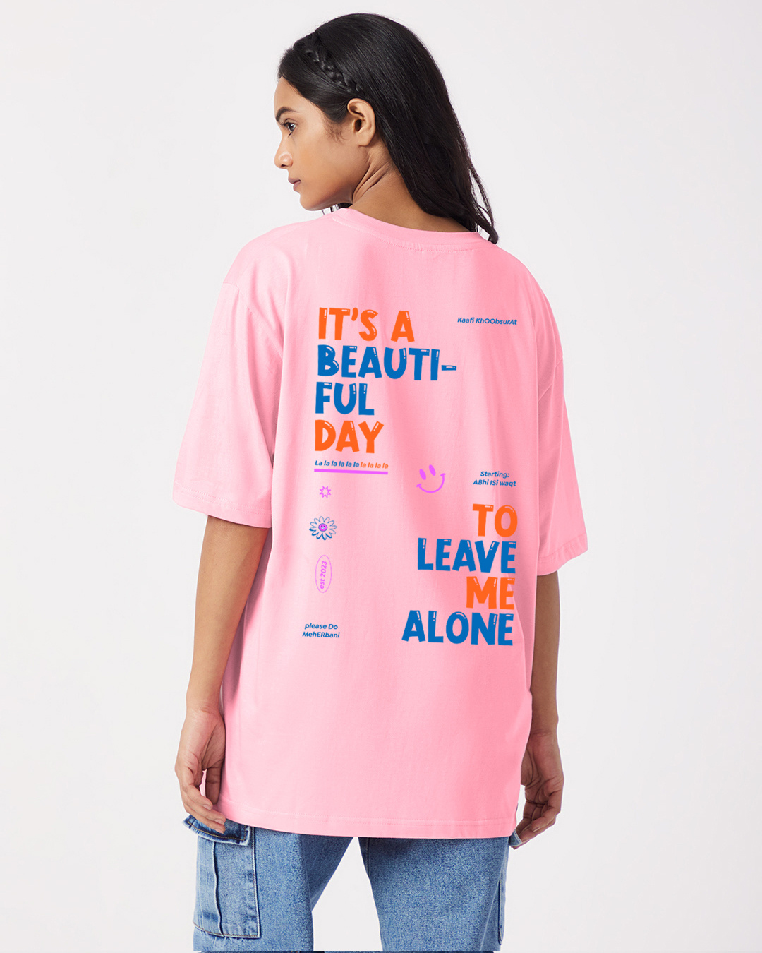 Buy Women's Pink Its a Beautiful Day Graphic Printed Oversized T-shirt ...