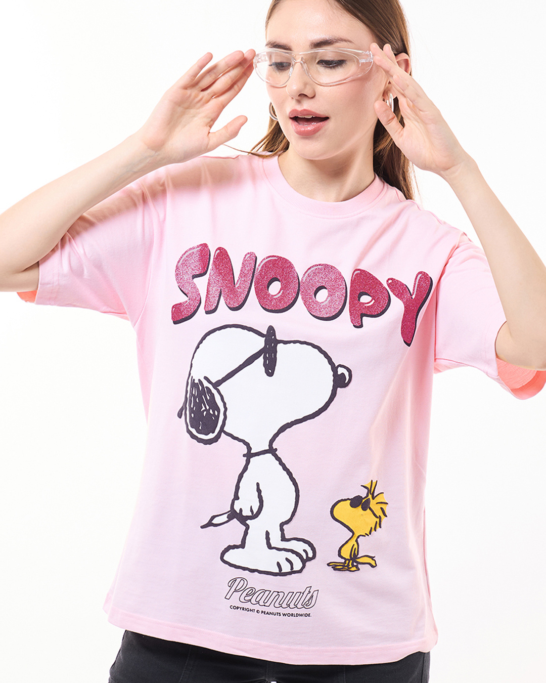 Buy Women's Pink Joe Cool Graphic Printed Oversized T-shirt Online at ...