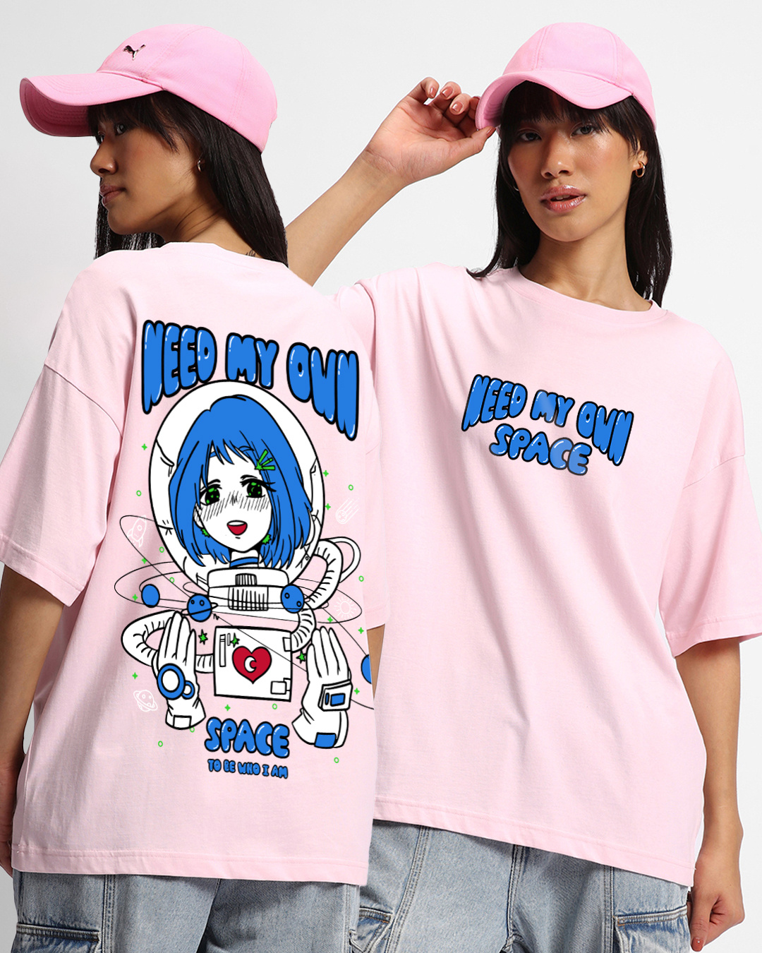 Buy Women's Pink Need My Own Space Graphic Printed Oversized T-shirt ...