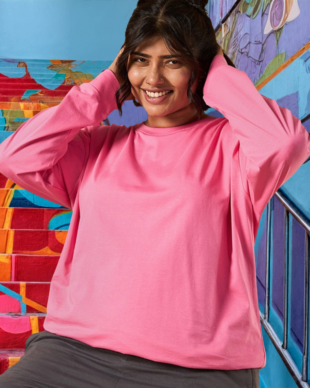 Buy Women's Pink Oversized Plus Size T-shirt Online at Bewakoof