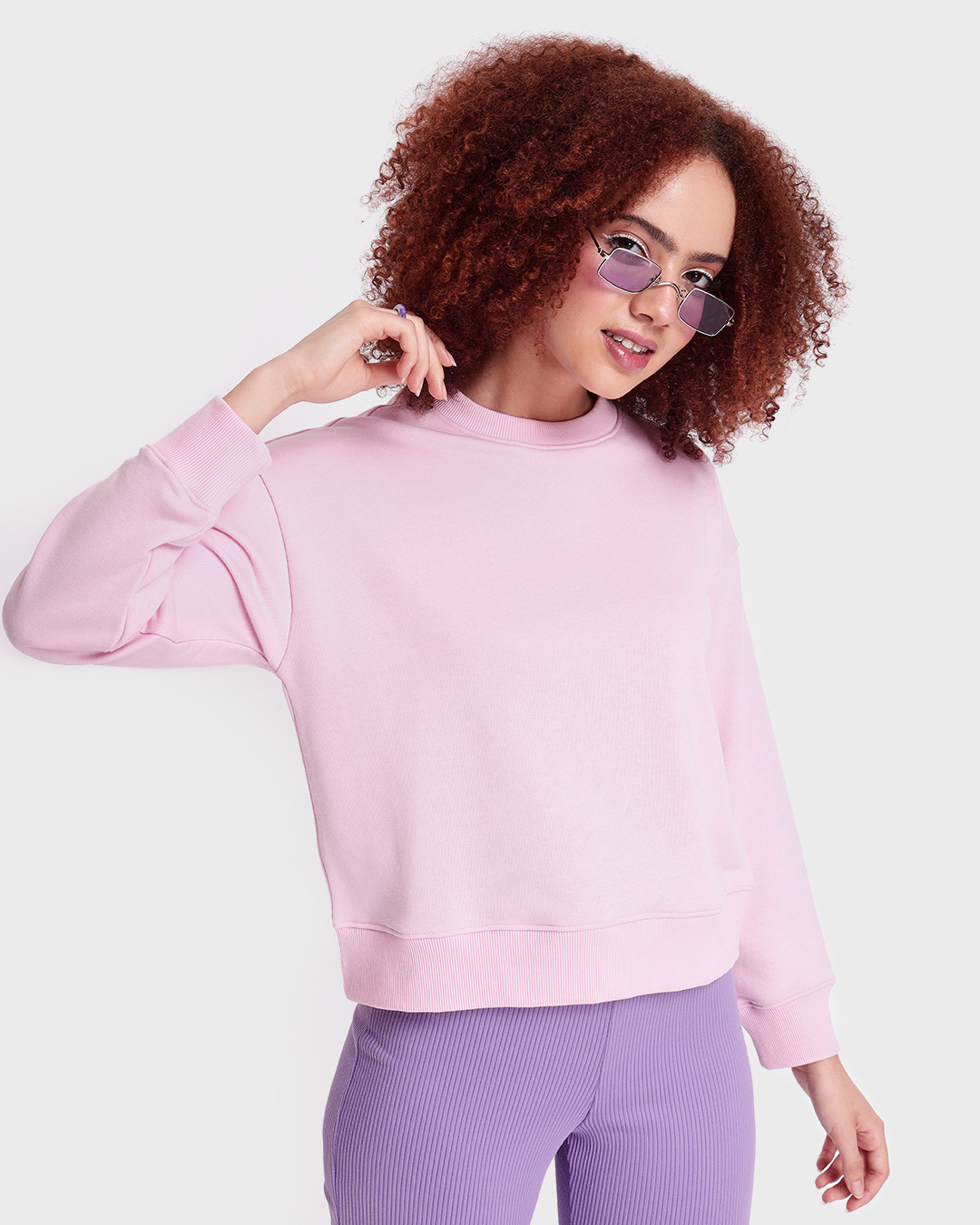 Buy Women's Pink Oversized Sweatshirt for Women Barely pink Online at ...