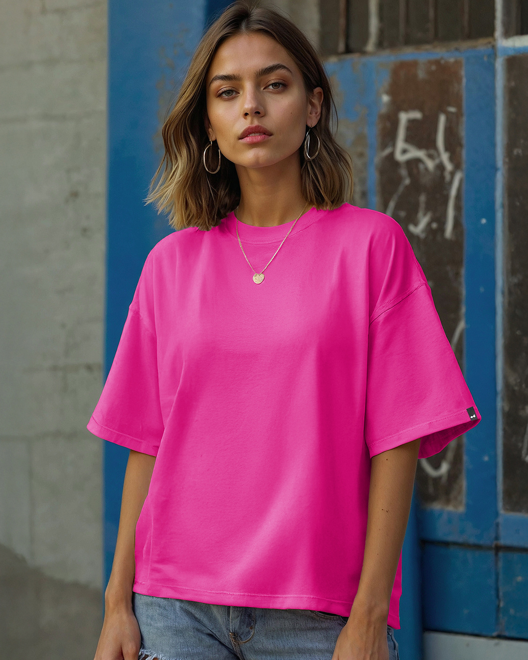 Buy Women's Pink Oversized T-shirt Online at Bewakoof