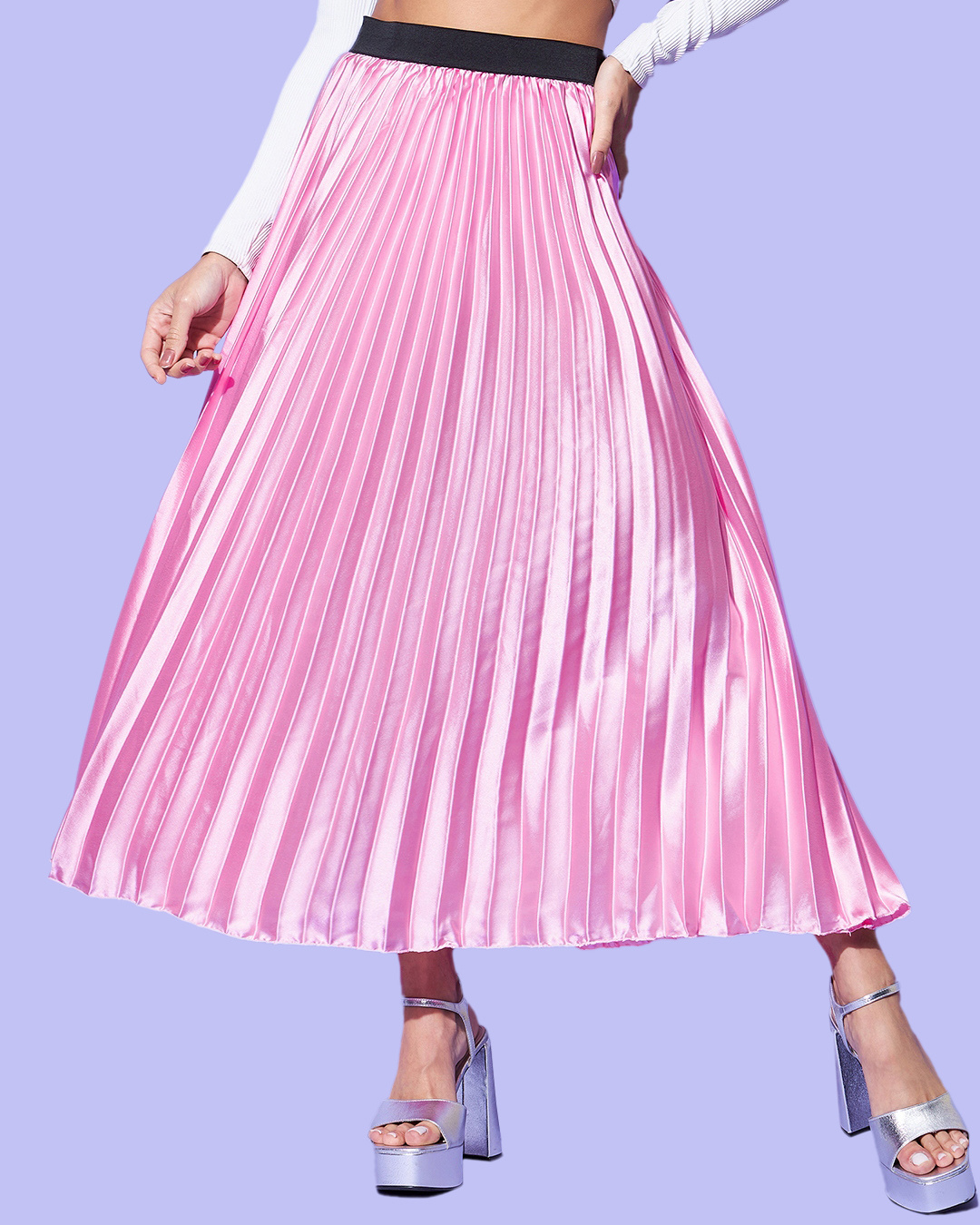 Buy Women's Pink Pleated Skirts Online at Bewakoof