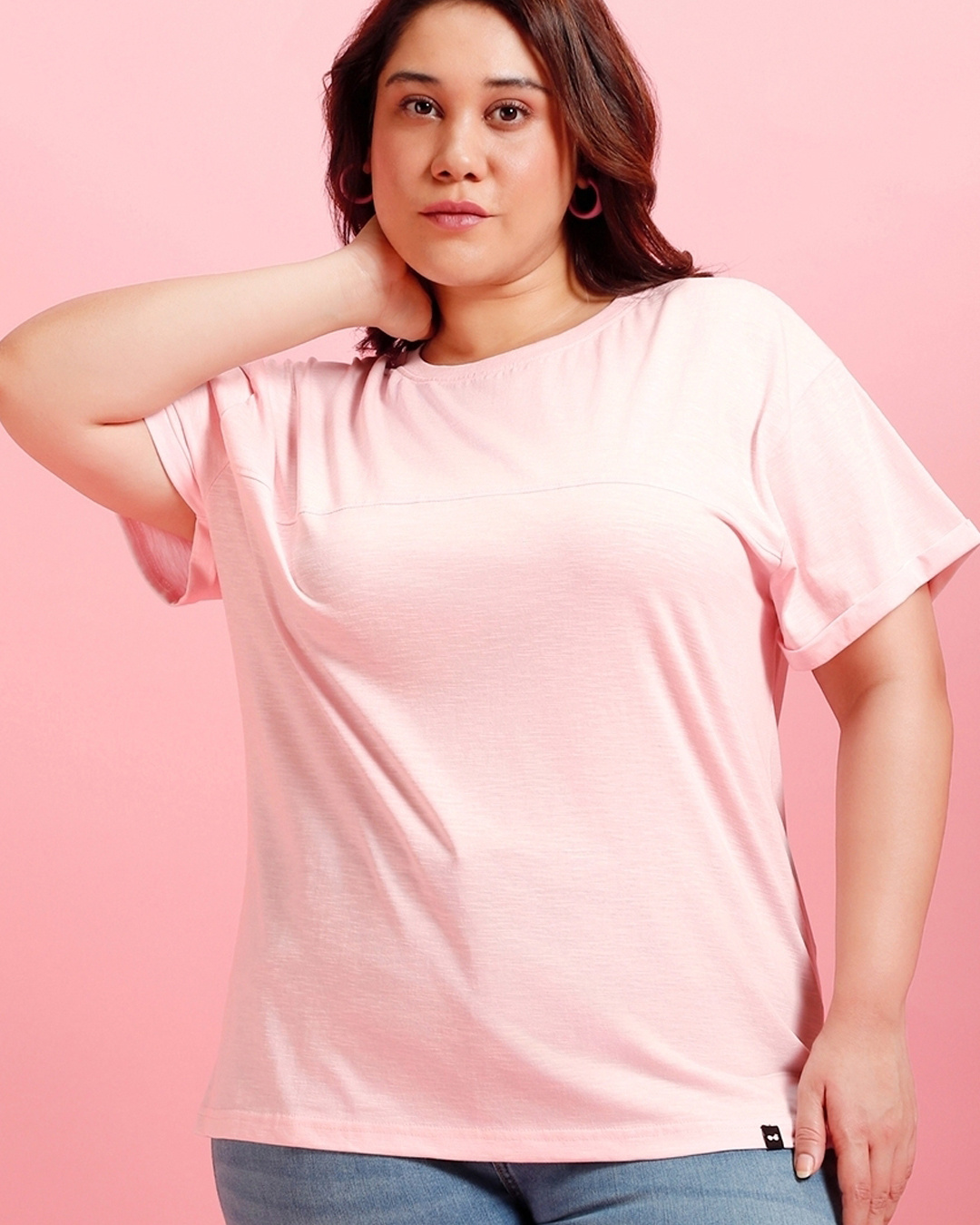 Buy Women's Pink Plus Size Boyfriend T-shirt Online at Bewakoof