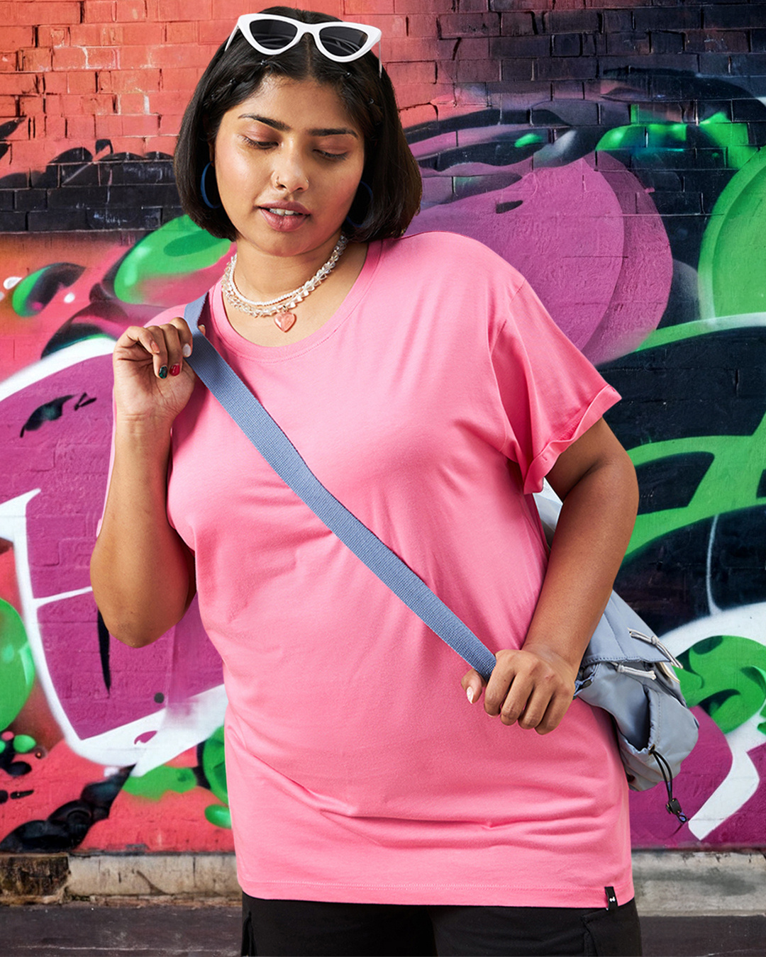 Buy Women's Pink Plus Size Boyfriend T-shirt Online at Bewakoof