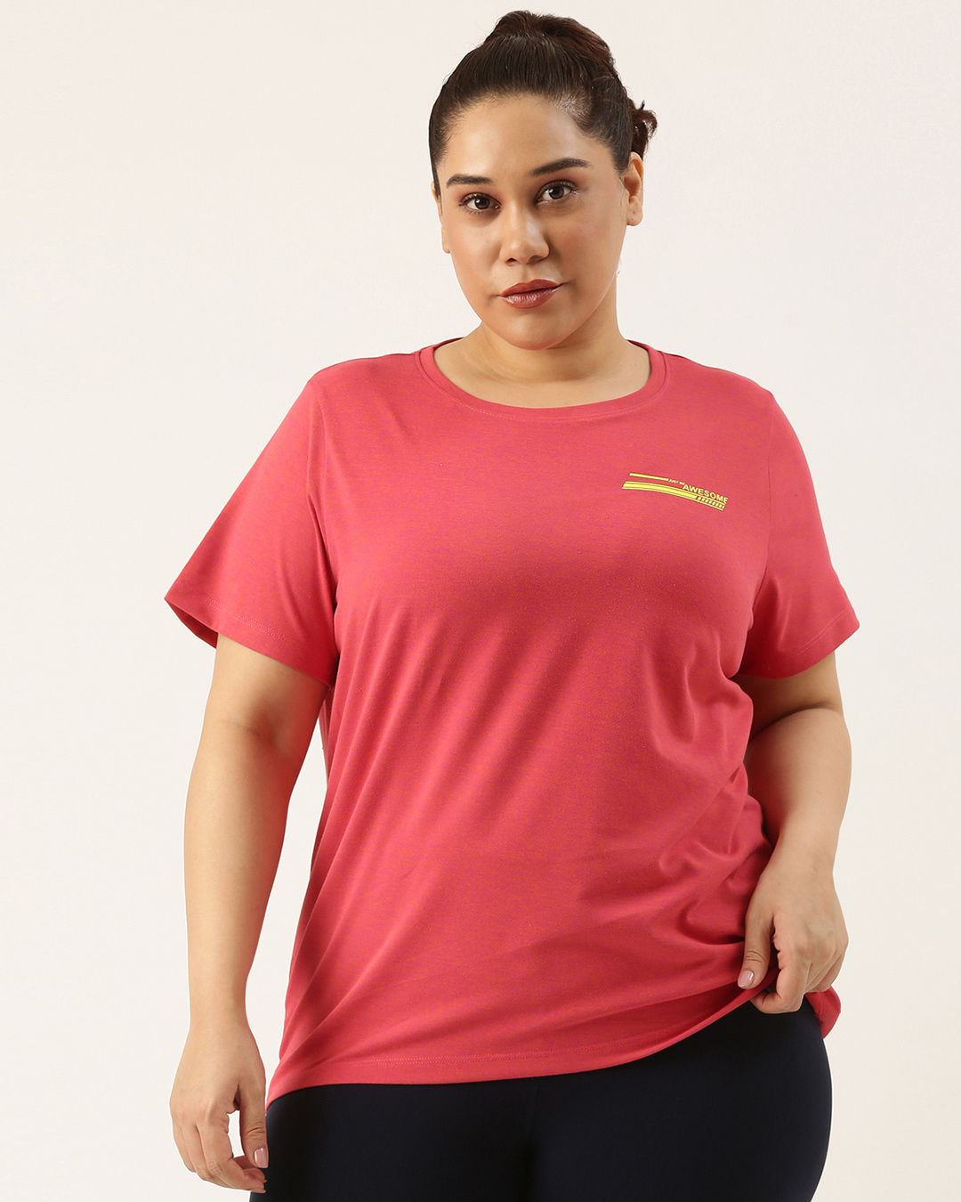 Buy Women's Pink Plus Size T-shirt Online at Bewakoof
