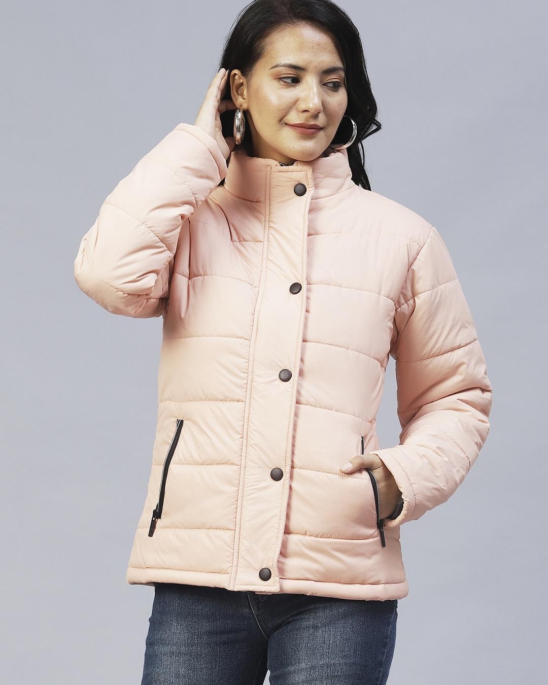 Buy Women's Pink Puffer Jacket Online at Bewakoof
