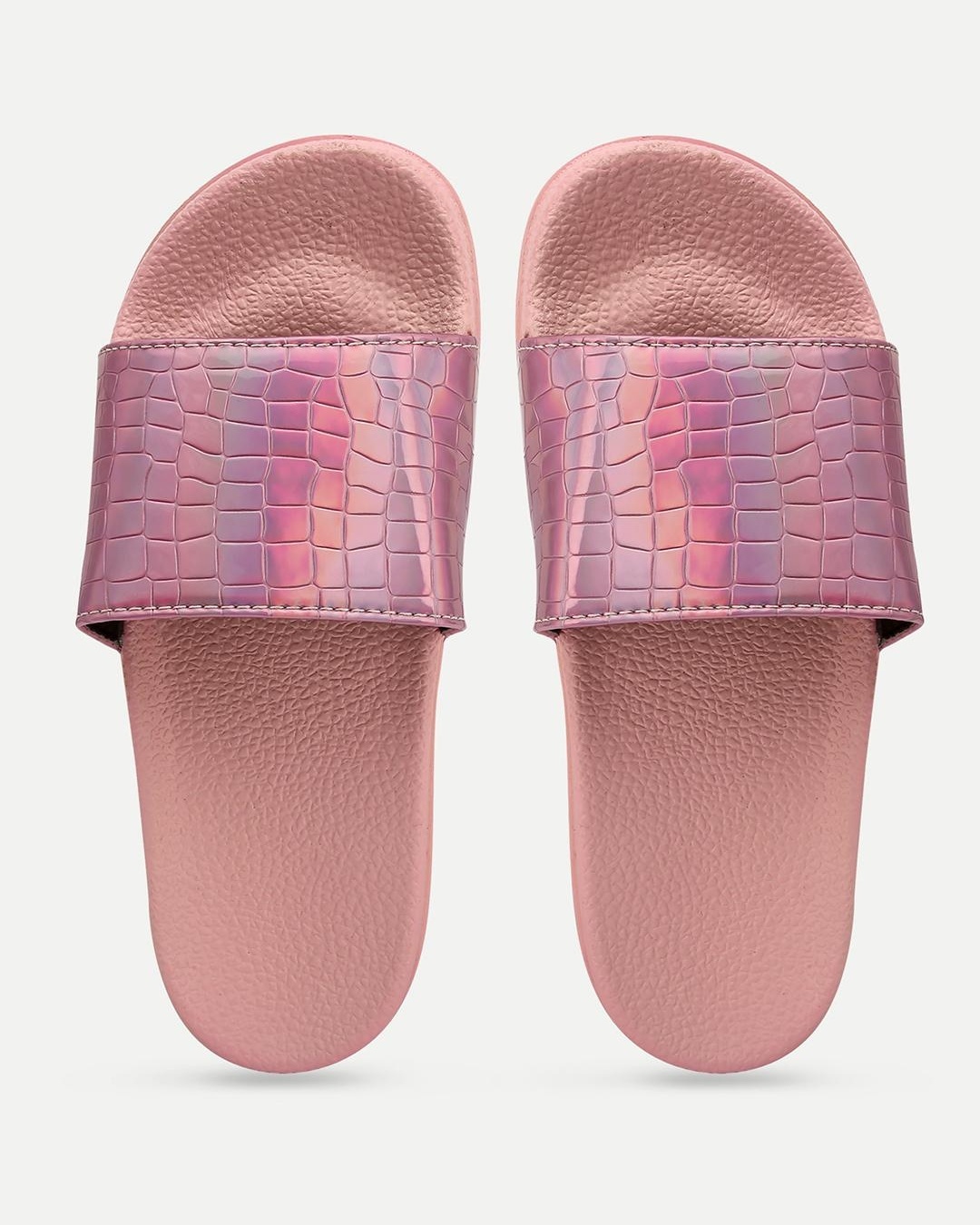 Buy Women's Pink Self Design Sliders Online in India at Bewakoof