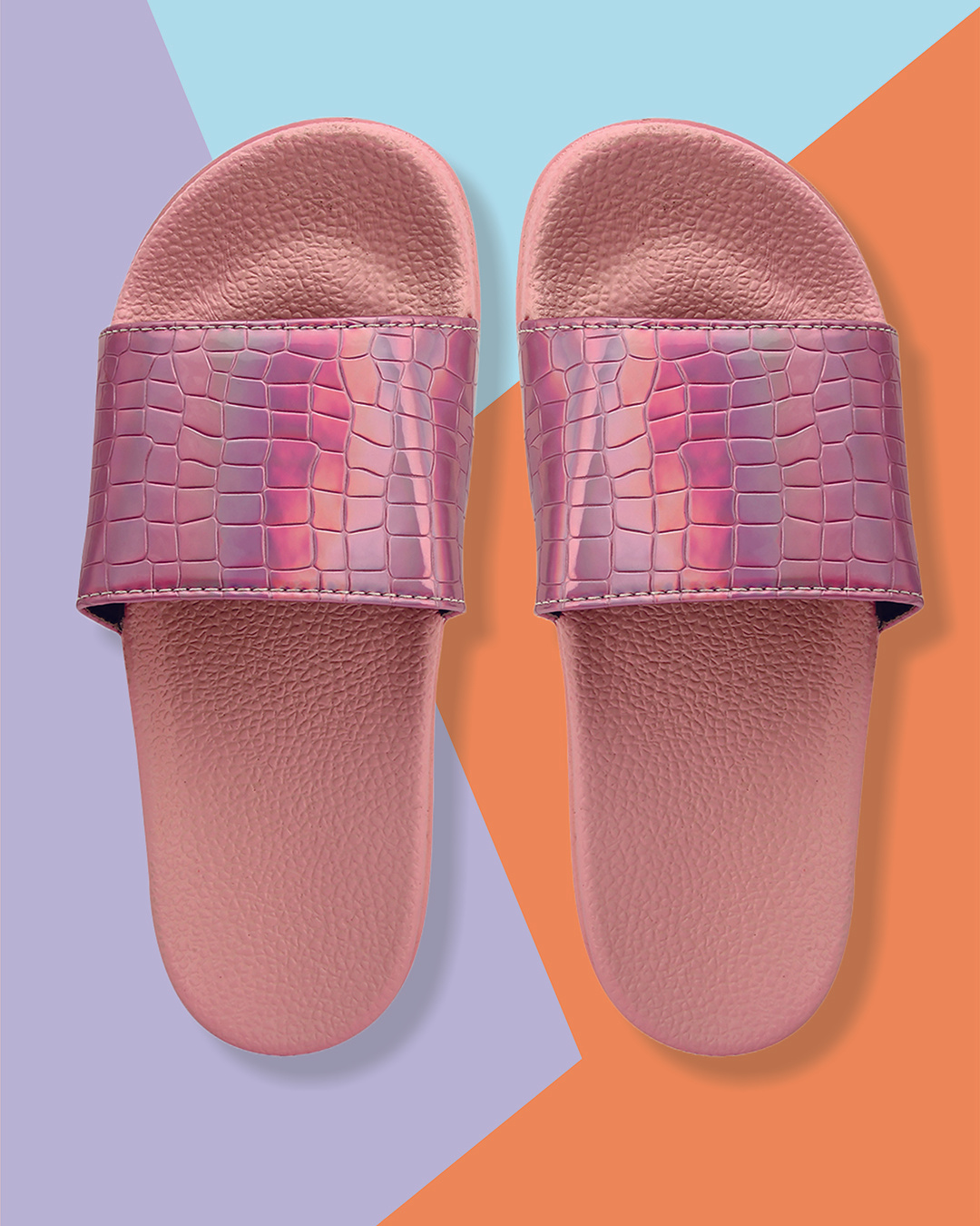 Buy Women's Pink Self Design Sliders Online in India at Bewakoof