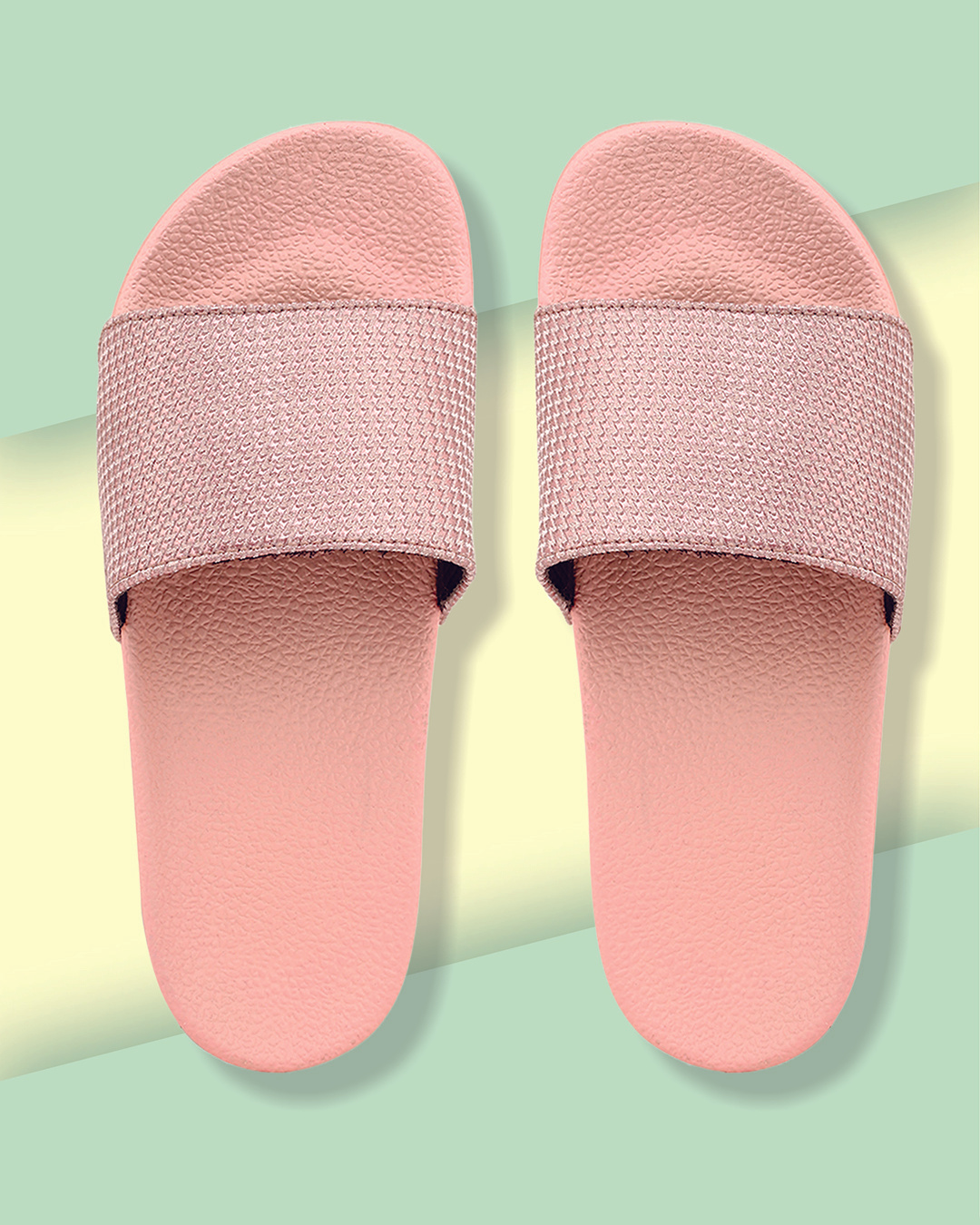Buy Women's Pink Self Design Sliders Online in India at Bewakoof