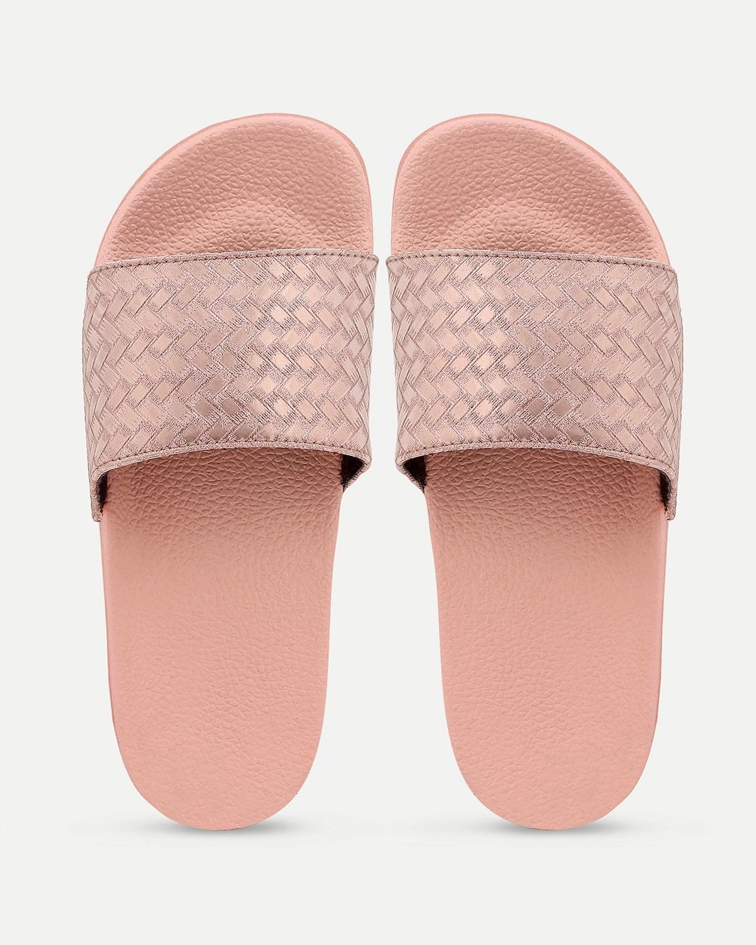 Buy Women's Pink Self Design Sliders Online in India at Bewakoof