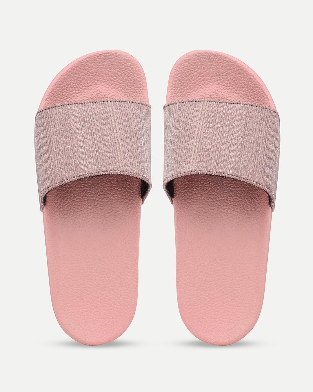 Buy Women's Pink Self Design Sliders Online in India at Bewakoof