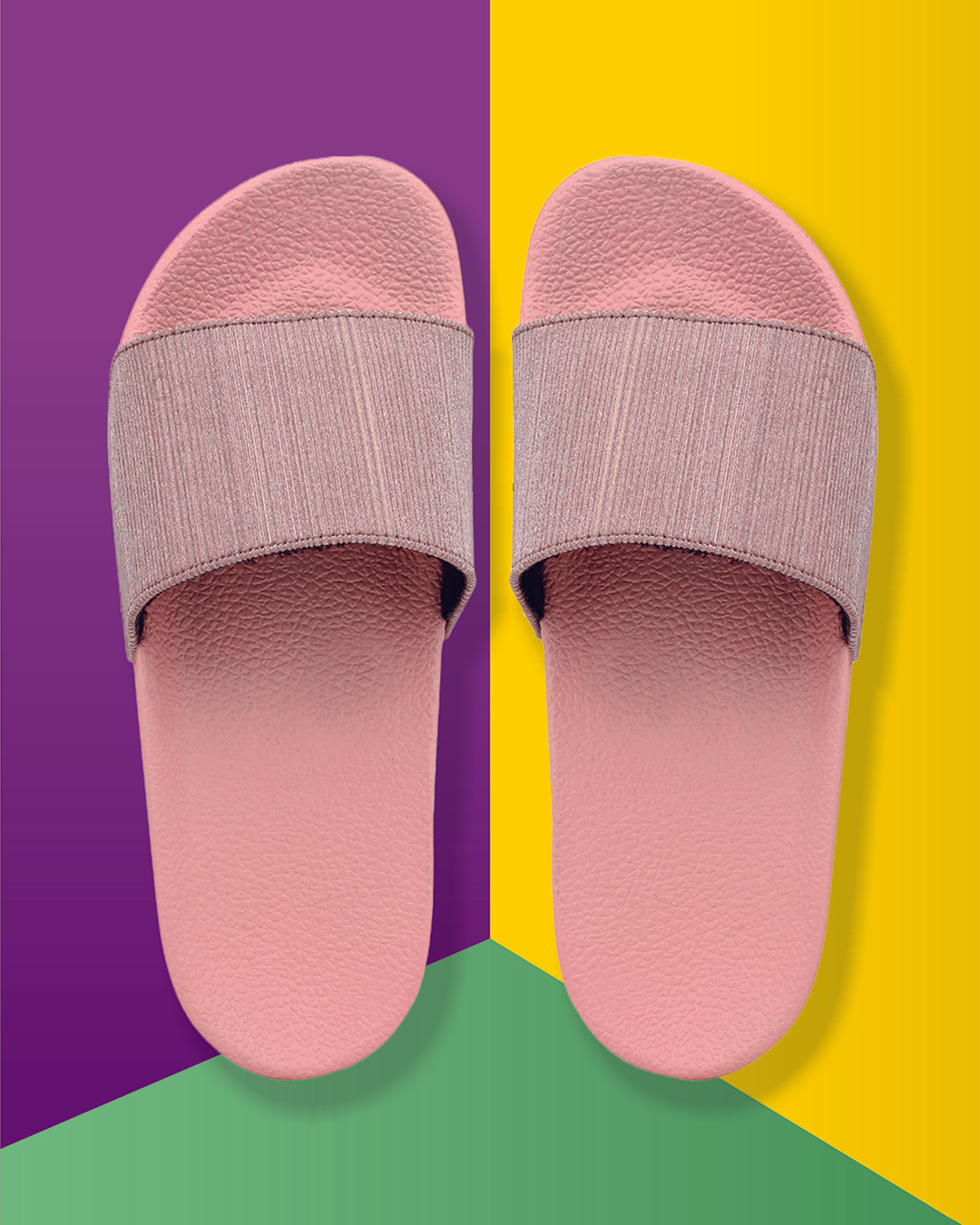 Buy Women's Pink Self Design Sliders Online in India at Bewakoof