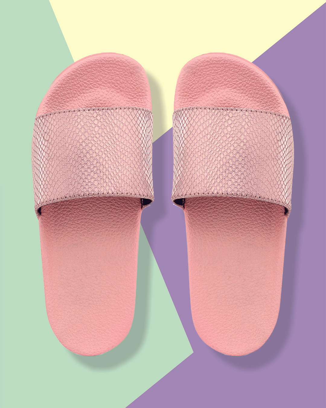 Buy Women's Pink Self Design Sliders Online in India at Bewakoof
