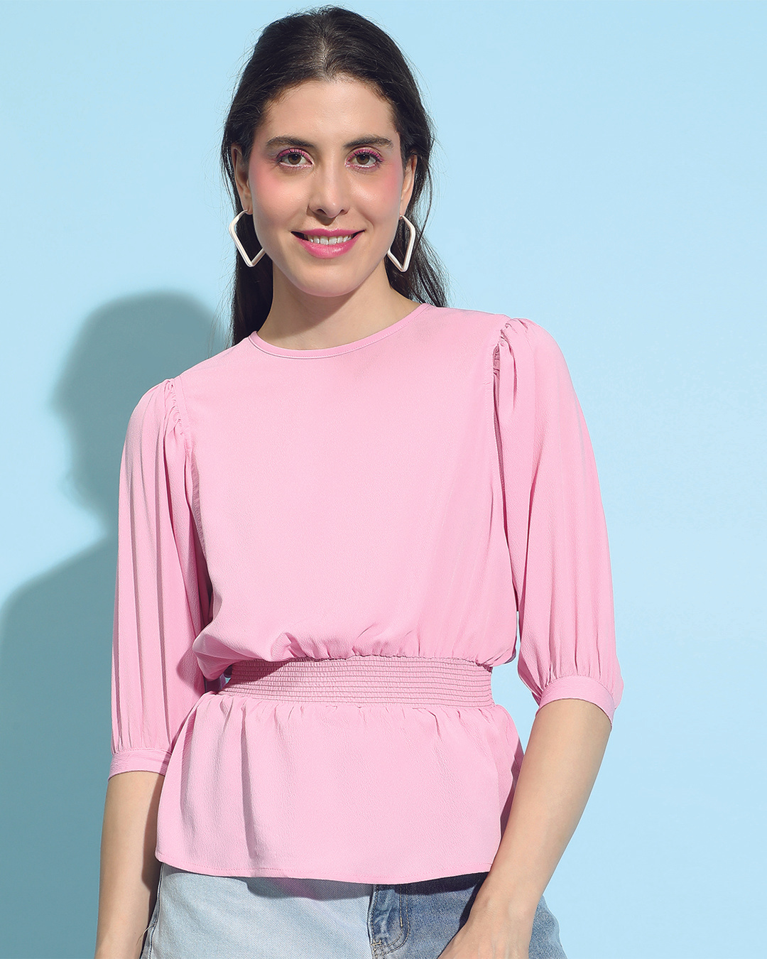 Buy Women's Pink Smocked Top Online at Bewakoof