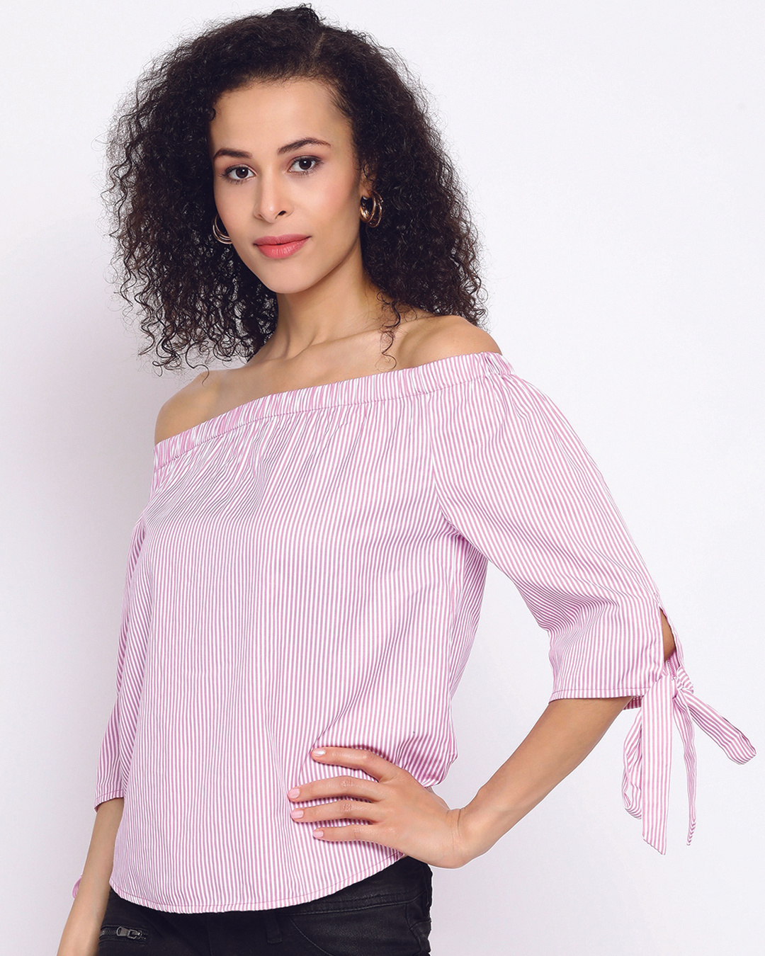 Buy Women's Pink Striped Top Online at Bewakoof