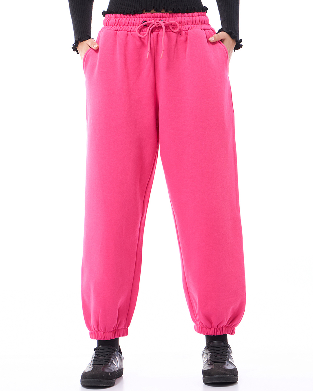 Buy Women's Pink Super Loose Fit Brushed Joggers Online at Bewakoof
