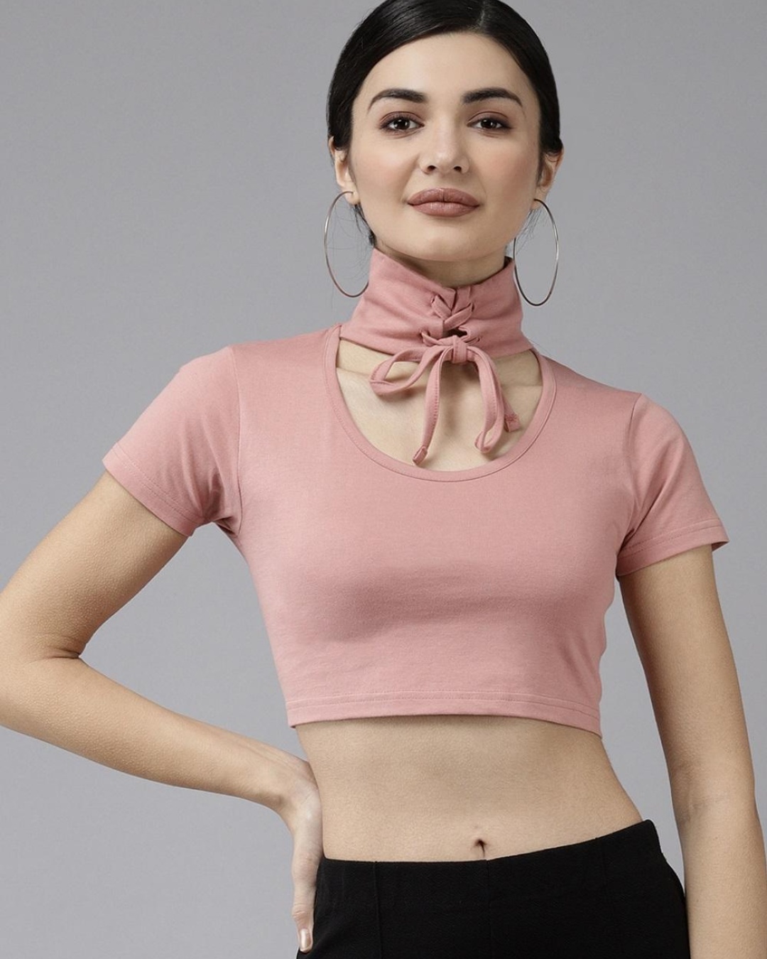 Buy Women's Pink Tie-Up Crop Top Online at Bewakoof