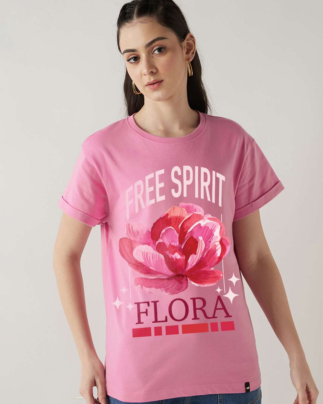 Buy Women's Prism Pink Free Spirit Flora Graphic Printed Boyfriend T ...